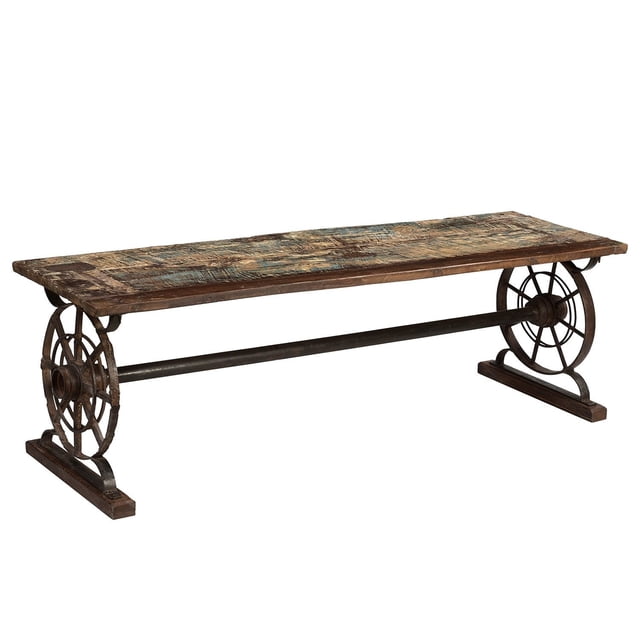 Antique Wheel Repurposed Rustic Outdoor Bench | Farmhouse Iron Wagon ...