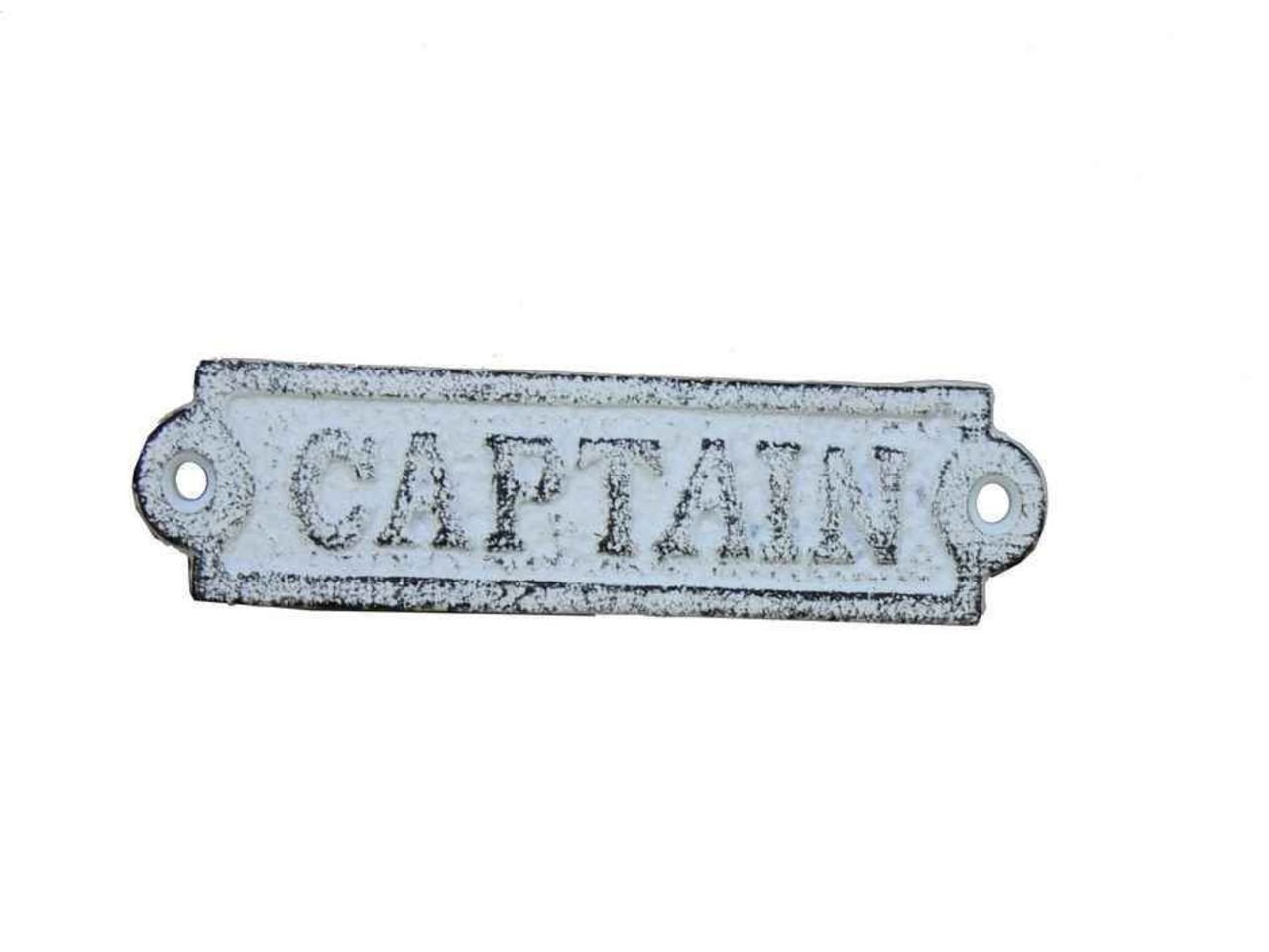Hampton Nautical Cast Iron Captain Sign Metal Wall Plaque, 6 ...
