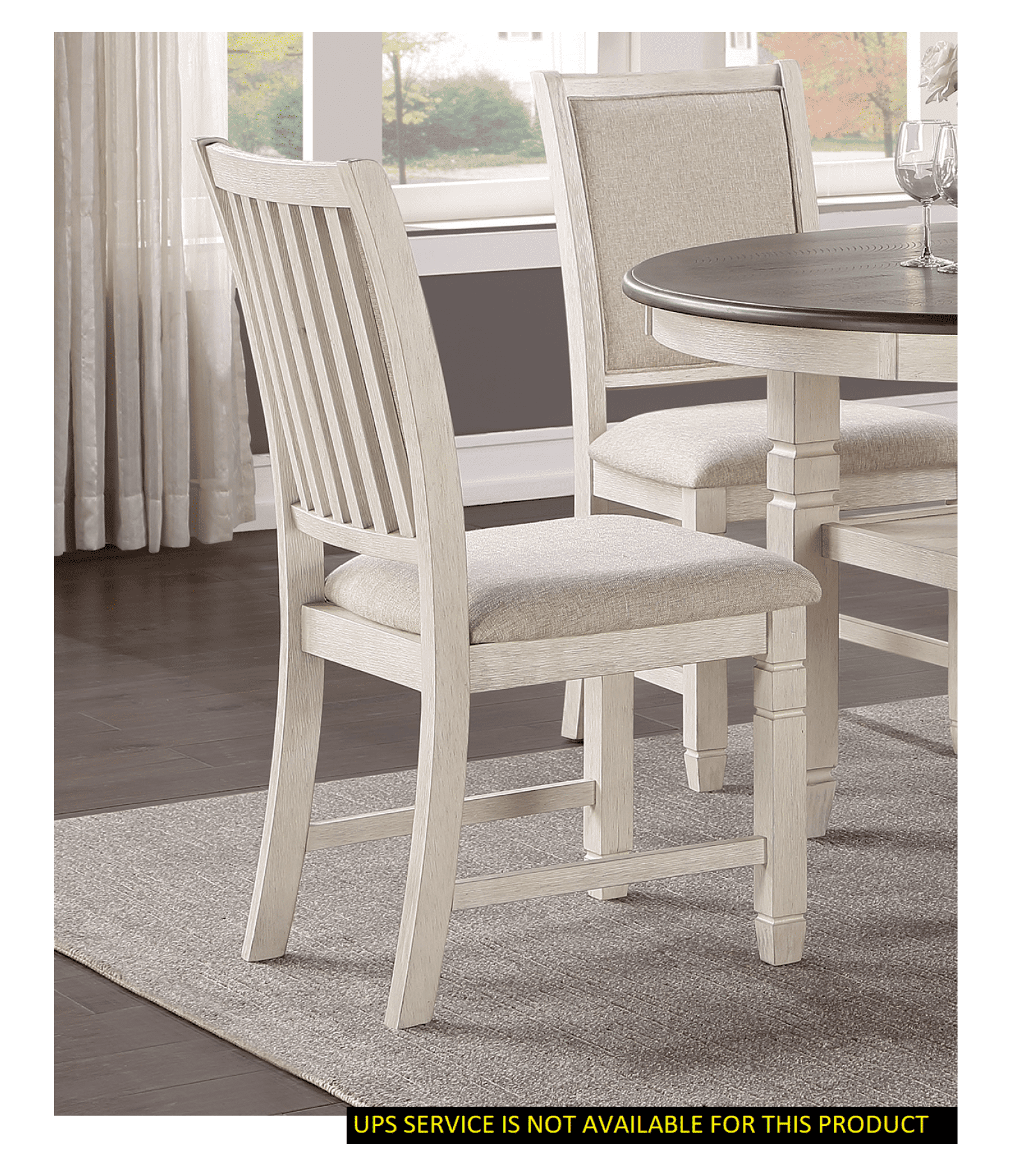 Antique White Dining Chairs Set of 2, Wooden Side Chairs Textured ...