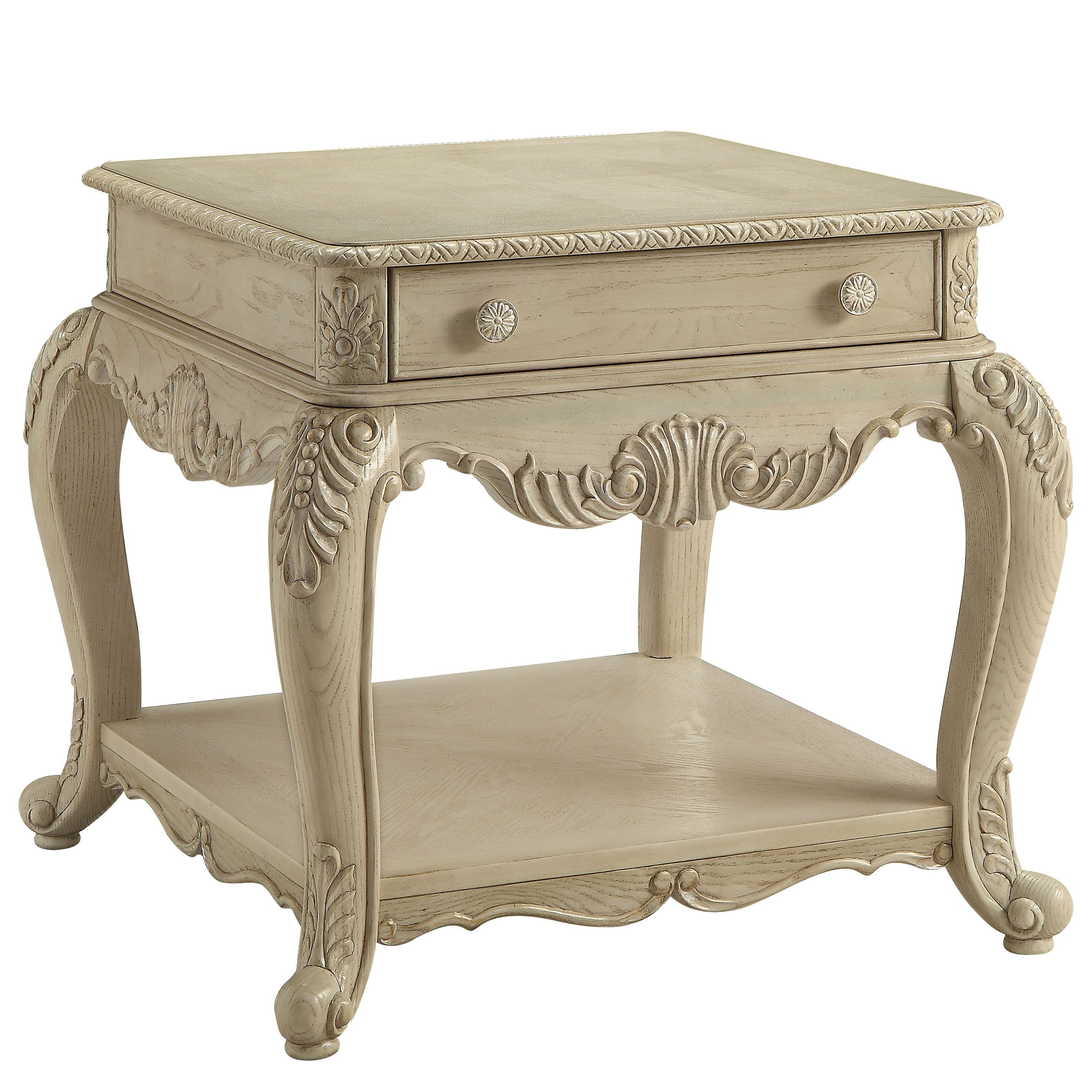 Antique White End Table with Bottom Shelf - Walmart.com