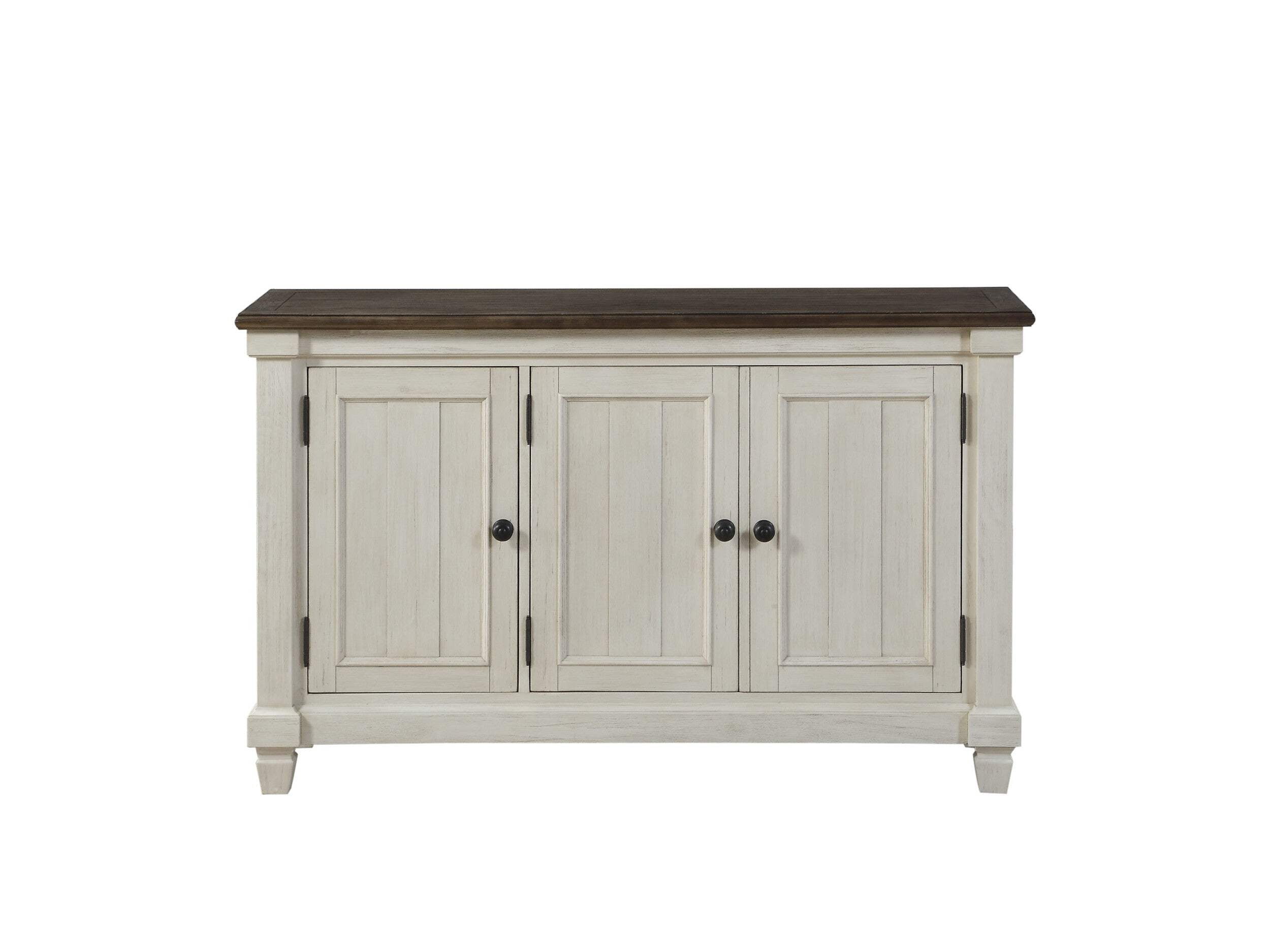 Antique White Finish 1Pc Server With Rosy Brown Top 2 Storage Cabinets ...