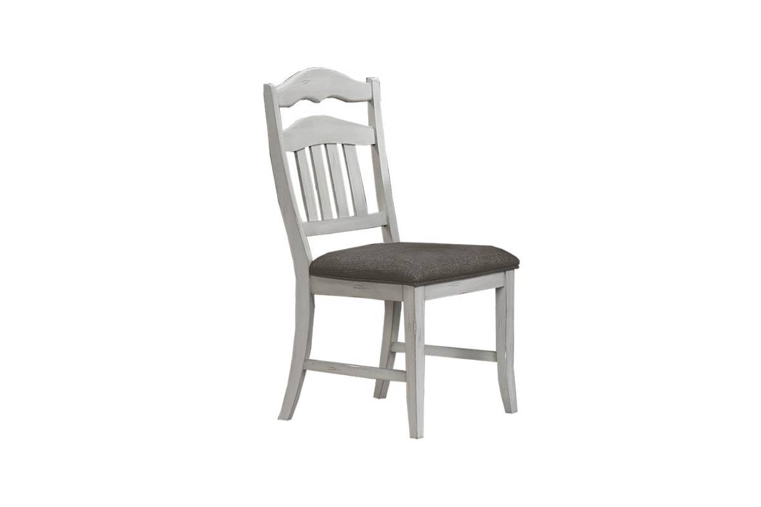 Antique White Ladder Back Dining Chairs - Set of 2, Upholstered Fabric ...