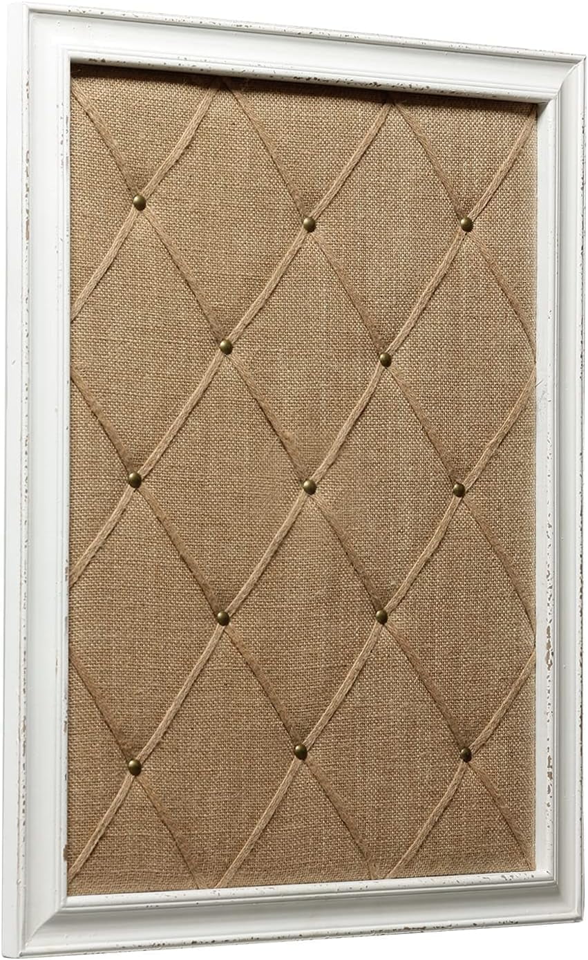 Antique White Linen Fabric Pin Board, 21"×27" Message Board Wall Decor ...