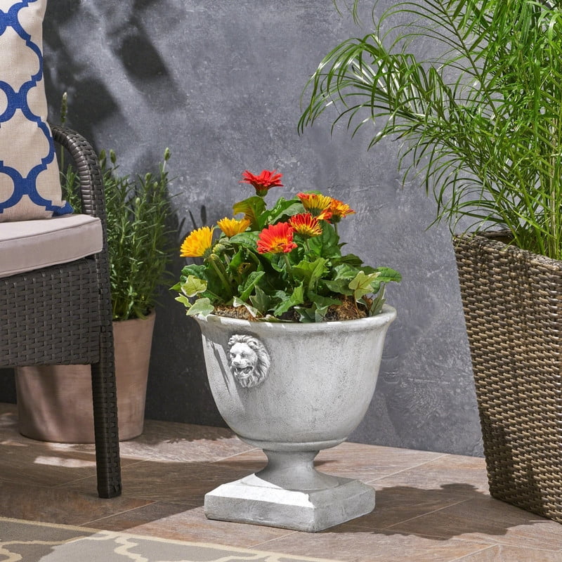 Antique White Magnesium Oxide Garden Urn Planter - Elegant Elevated Pot ...