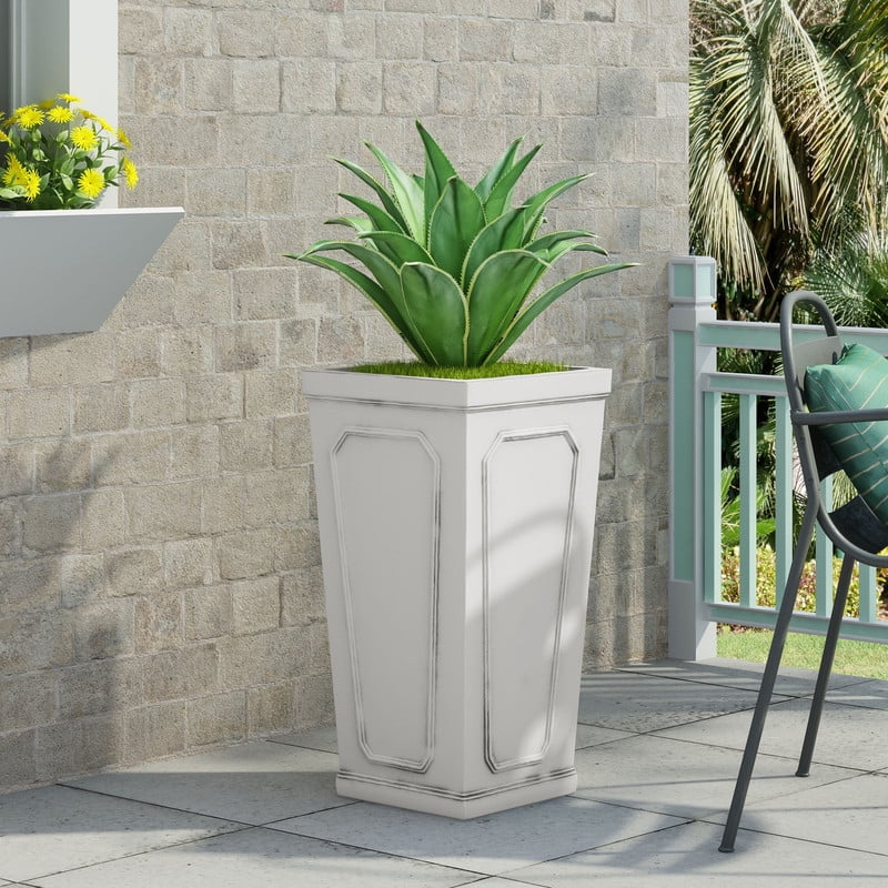 Antique White Magnesium Oxide Planter, 16x16x30.5 Inches, Elegant ...