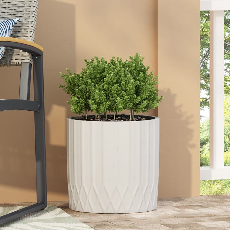 Antique White Magnesium Oxide Planter – Stylish 12.75" Square Plant Pot ...