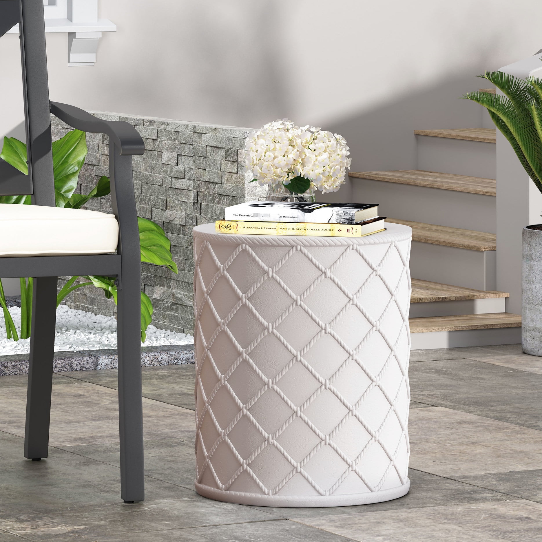 Antique White Magnesium Oxide Table+Simple Structure"-"Bedside/Outdoor ...