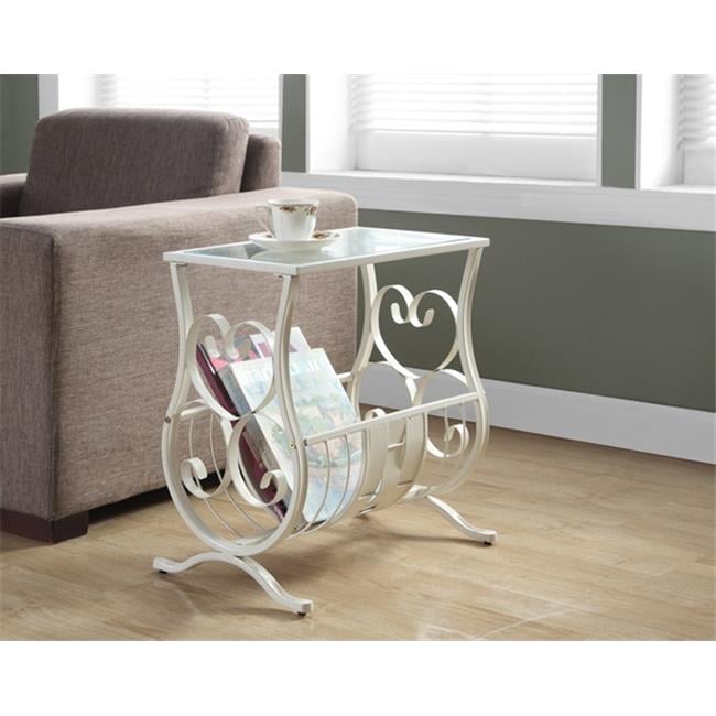 Antique White Metal Magazine Table With Tempered Glass - Walmart.com