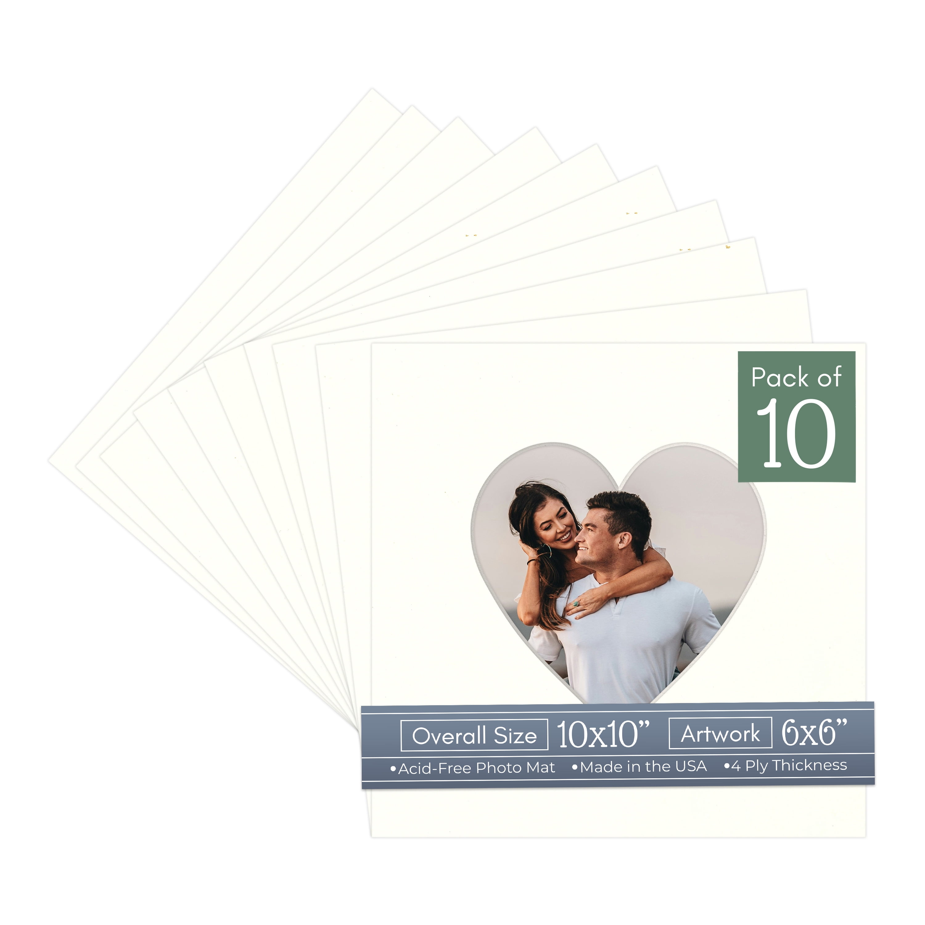 Antique White Picture Frame Mat for 10x10 Frames - Heart Opening for ...