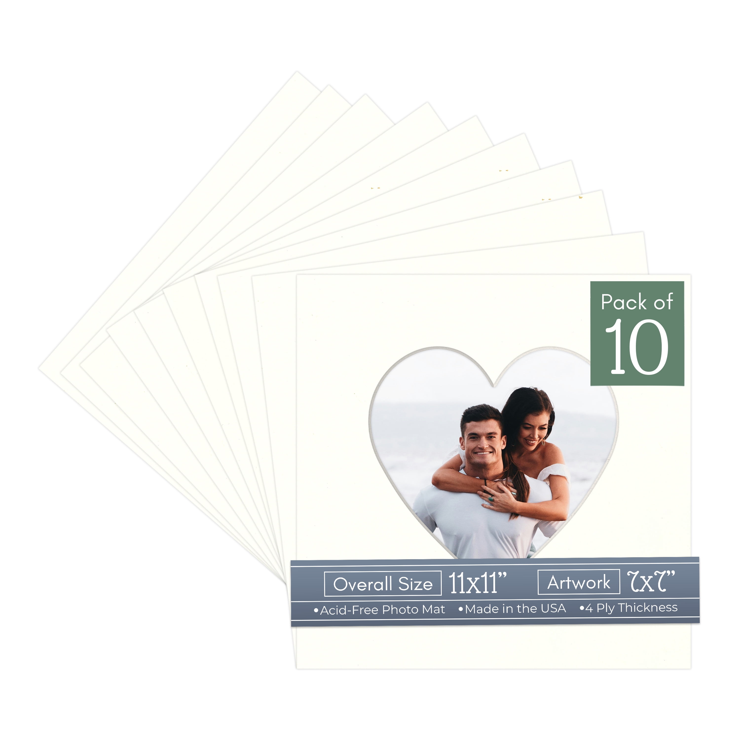 Antique White Picture Frame Mat for 11x11 Frames - Heart Opening for ...