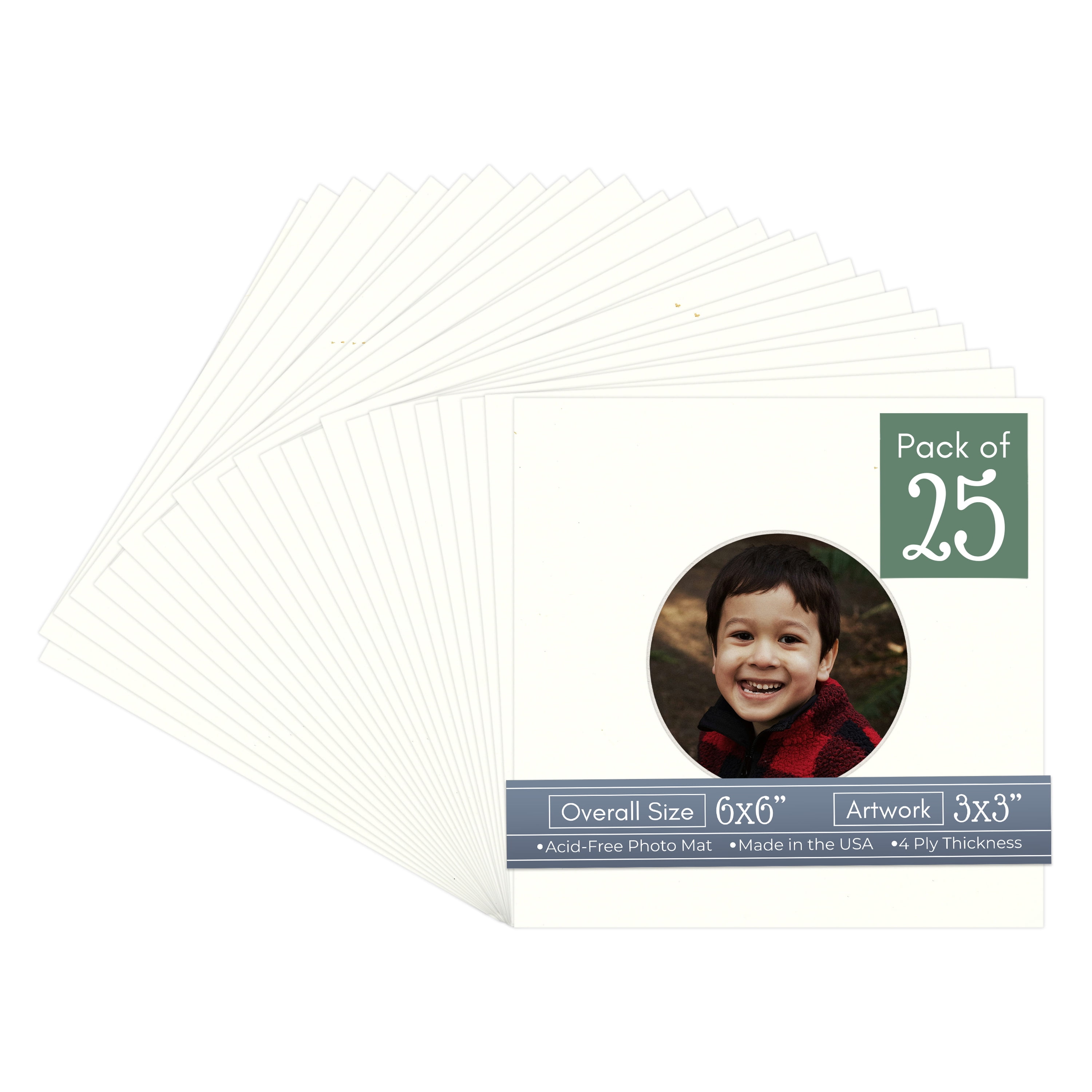 Antique White Picture Frame Mat for 6x6 Frames - Circle Opening for 3x3 ...