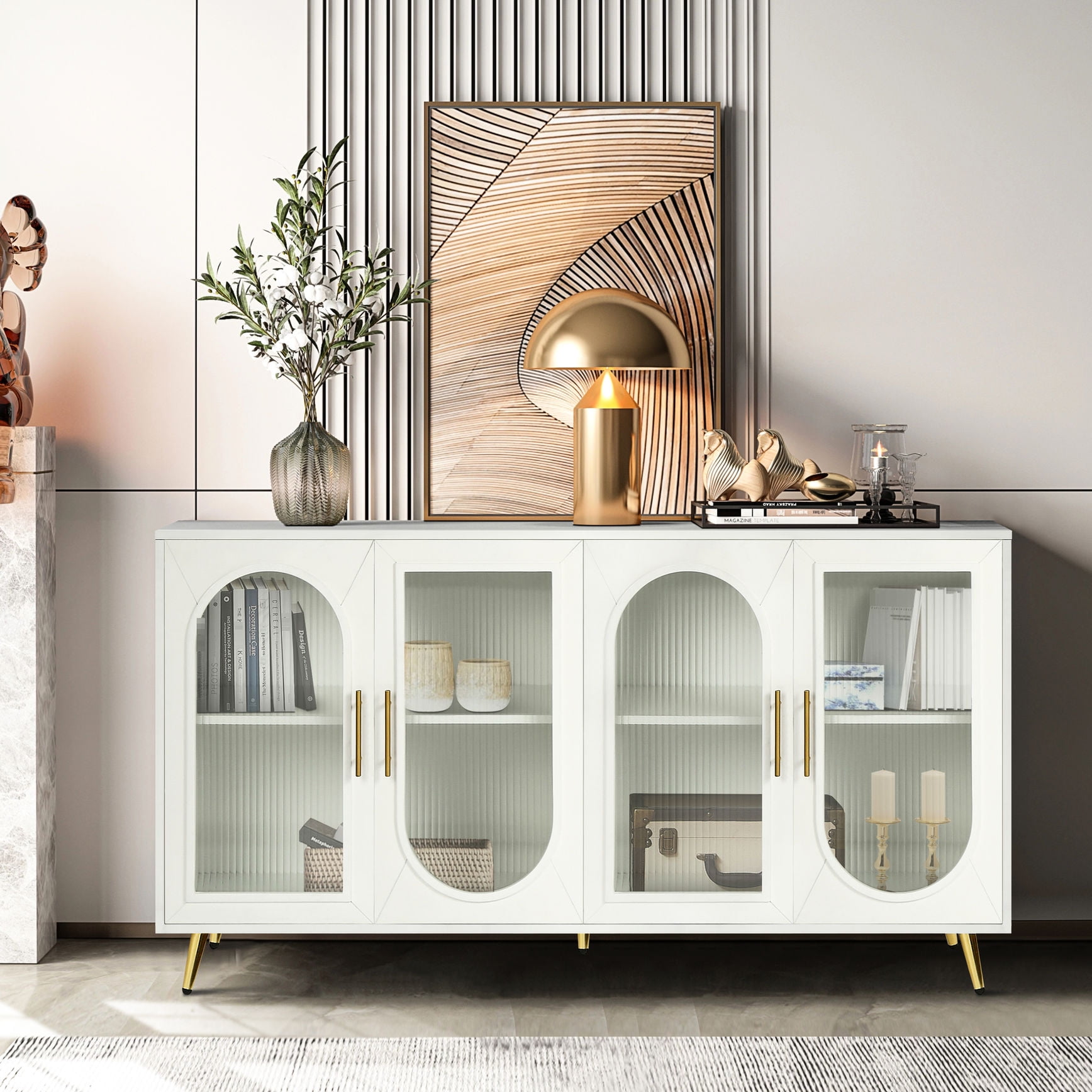 Antique White Storage Unit - Changhong Glass Door for Quality - Kitchen ...