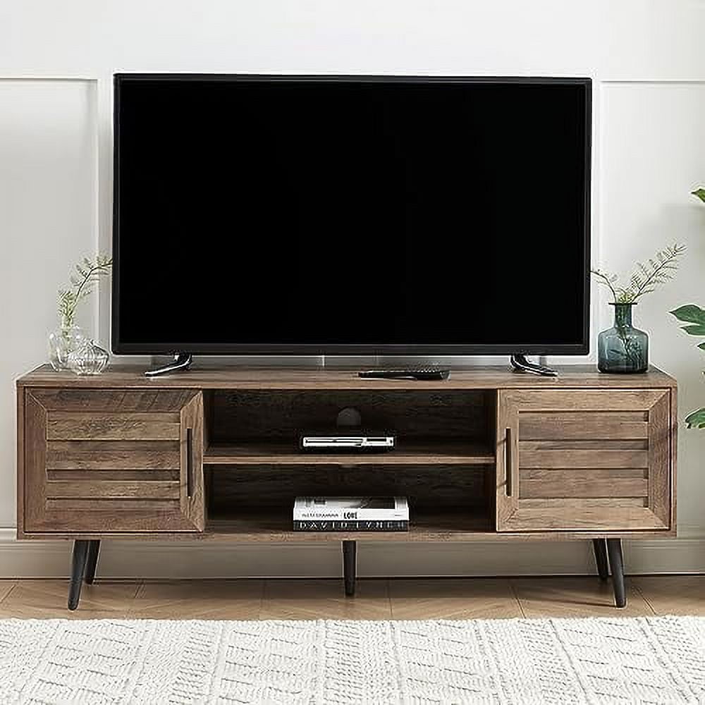 Antique White TV Stand Mid Century TV Stand with Metal Mesh Doors and ...