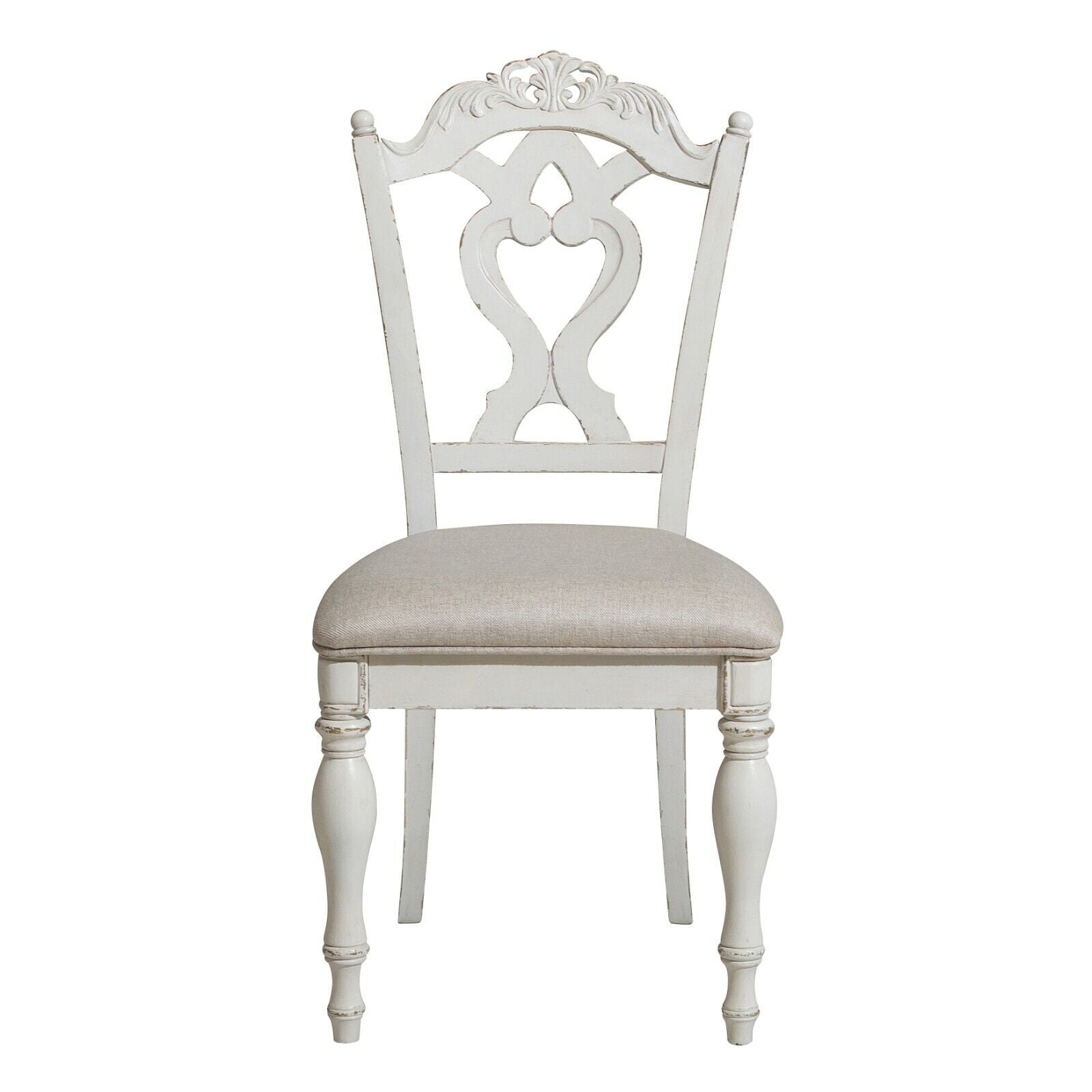 Antique White Writing Chairs 2pcs Set Traditional Carving Solid Wood ...
