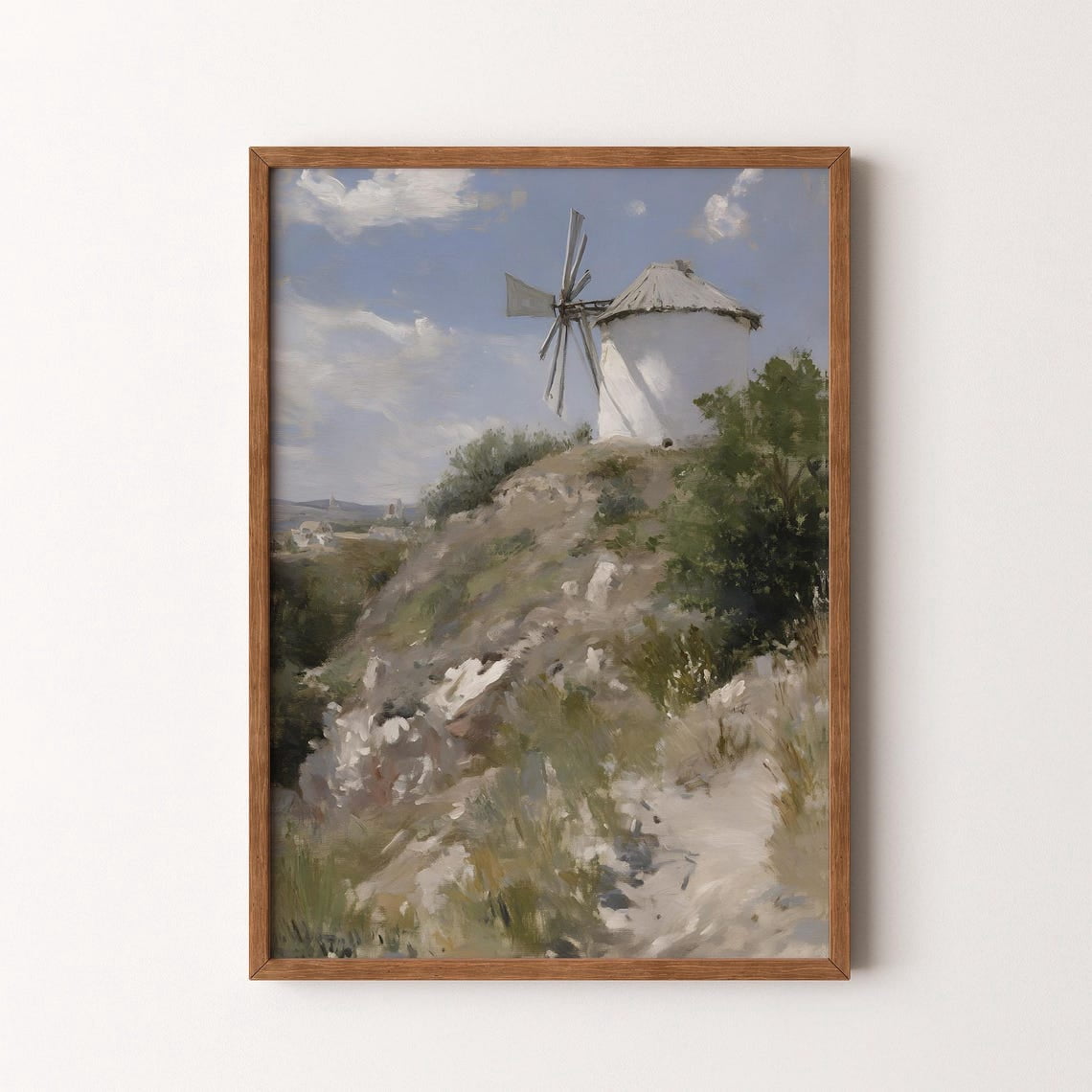 Antique Windmill Rustic Country Hill Scenic Landscape Poster, Unframed ...