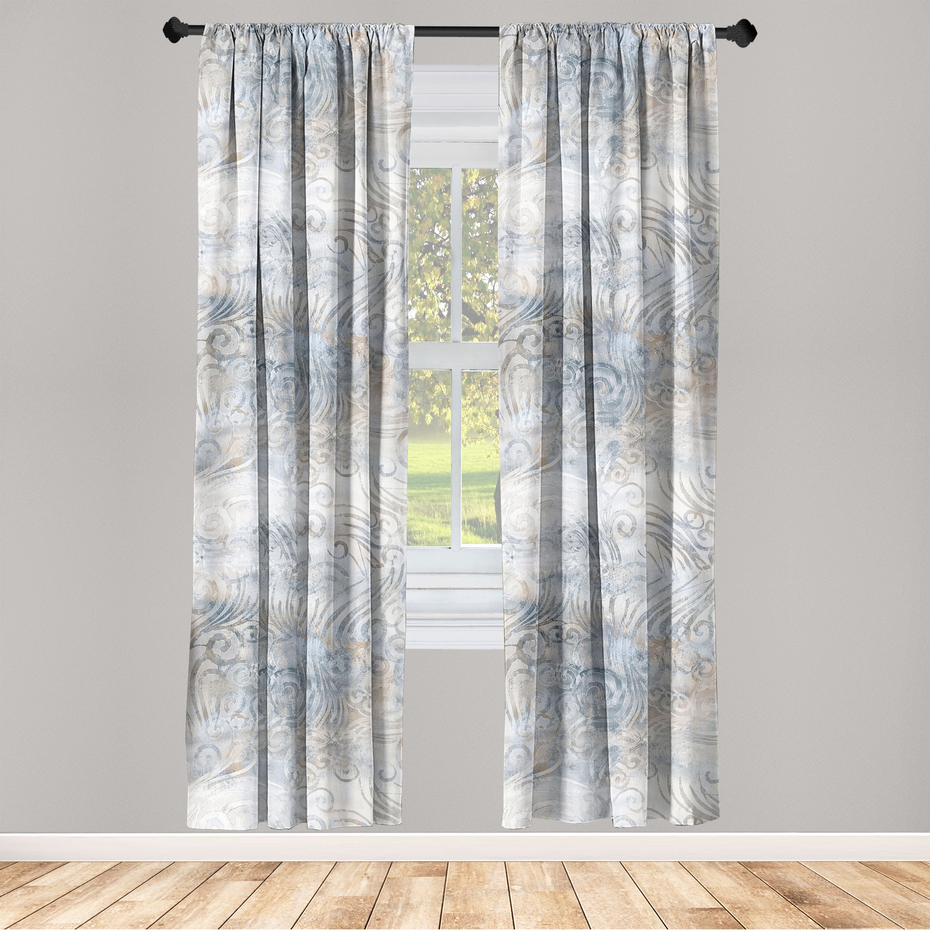 Antique Window Curtains, Dreamy Nostalgic Royal Swirls and Waves in ...