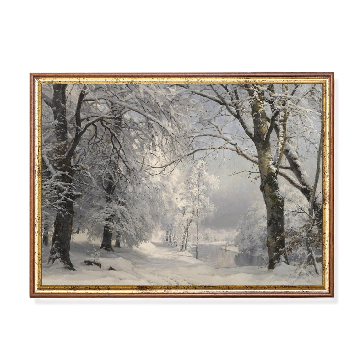 Antique Winter Forest 19th Century Snow Scene Poster Decor For Living ...