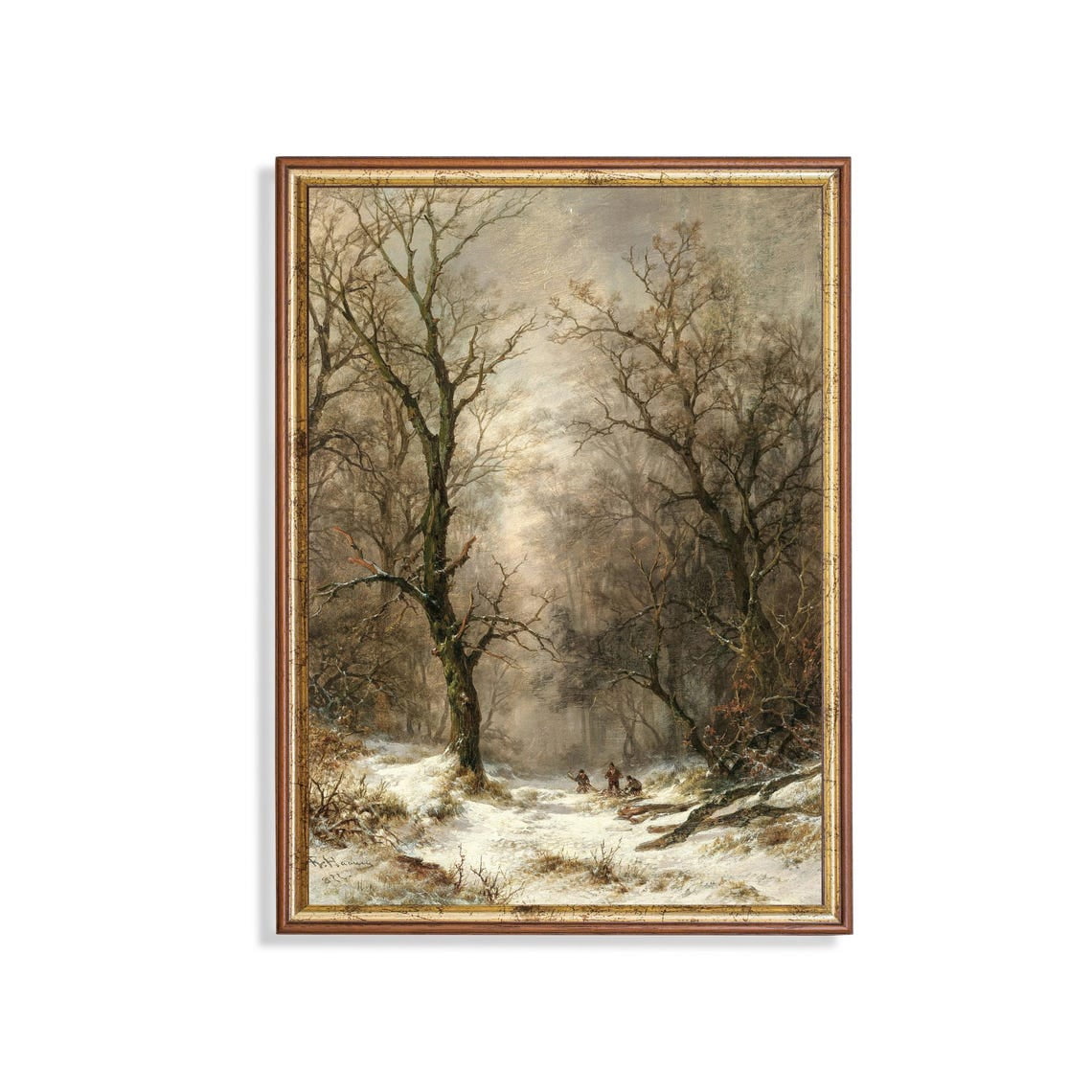 Antique Winter Forest Poster Rustic Woodland Landscape Home Decor ...