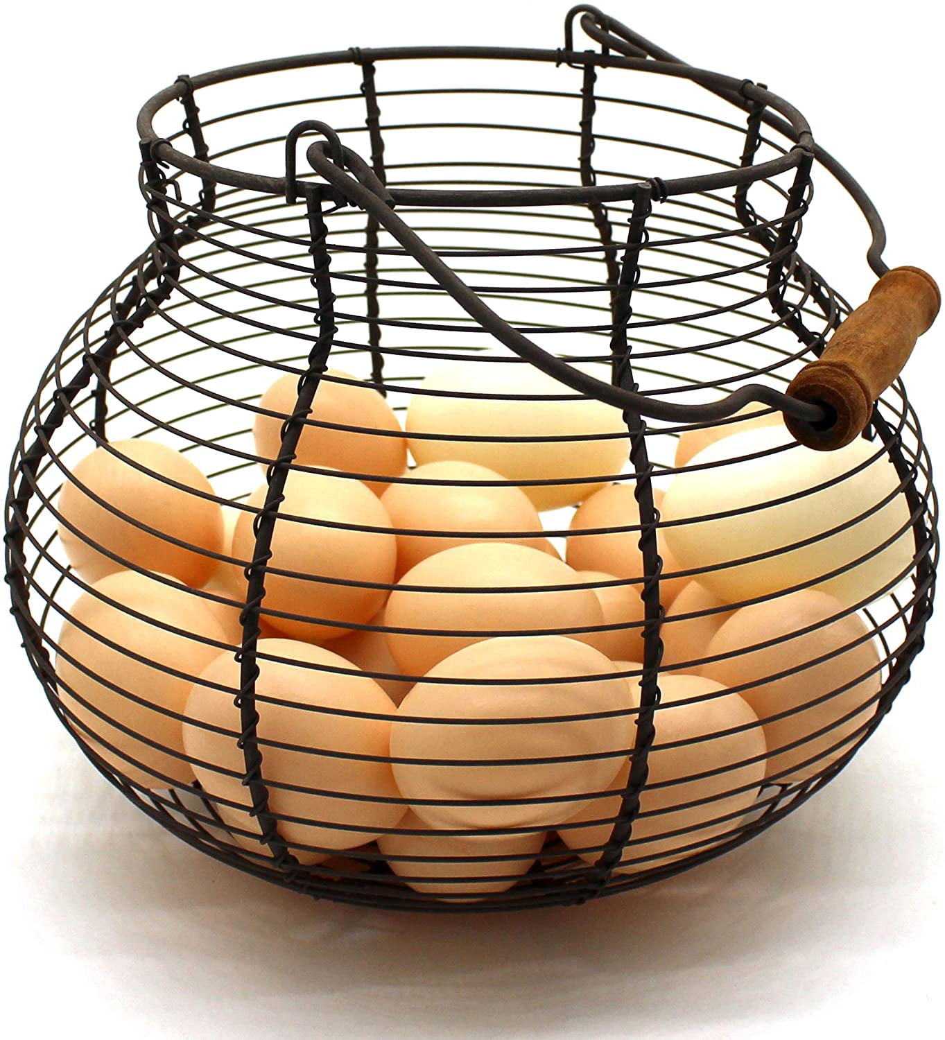 Antique Wire Egg Basket with Wood Handle Primitives Vintage Gathering ...