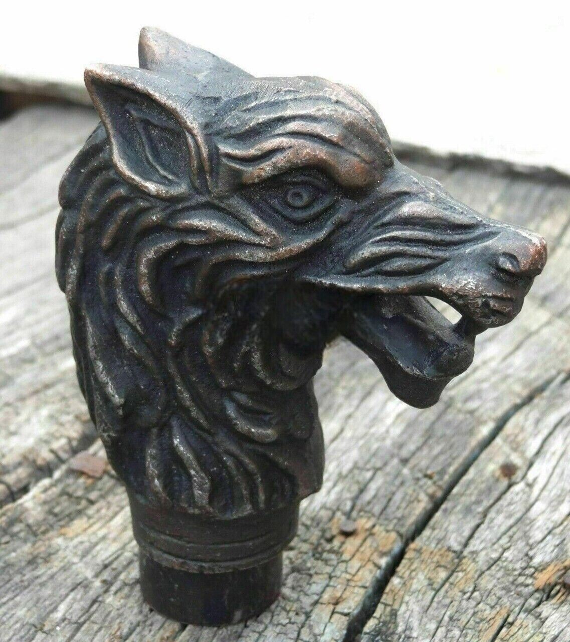 Antique Wolf Head Handle Only For cane Walking Stick Amazing Vintage ...