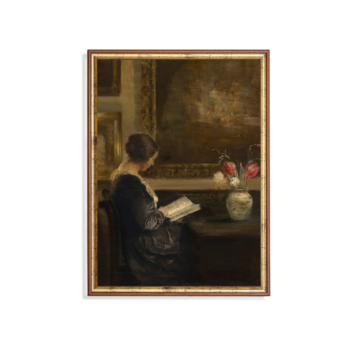 Antique Woman Reading Poster Victorian Era Portrait, Literary Decor ...
