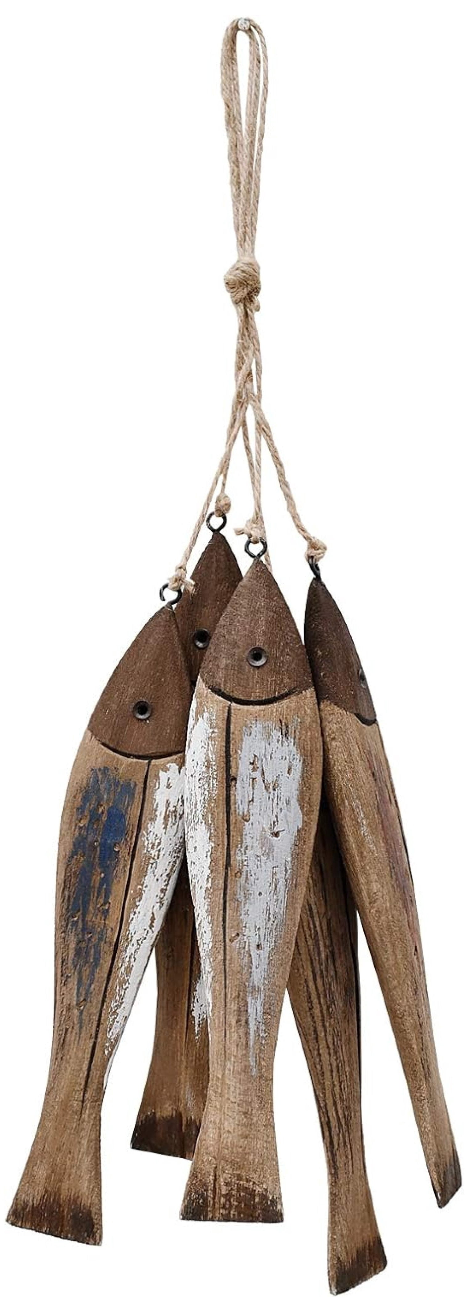 Antique Wood Fish Decor Decorative Wooden Hanging Fish Nautical Indoor ...