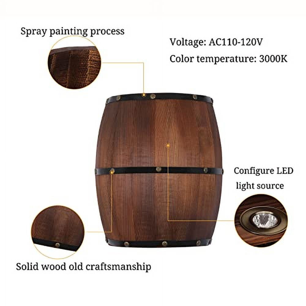 Antique Wood Wine Barrel Wall Sconce Lighting Fixture Up and Down ...