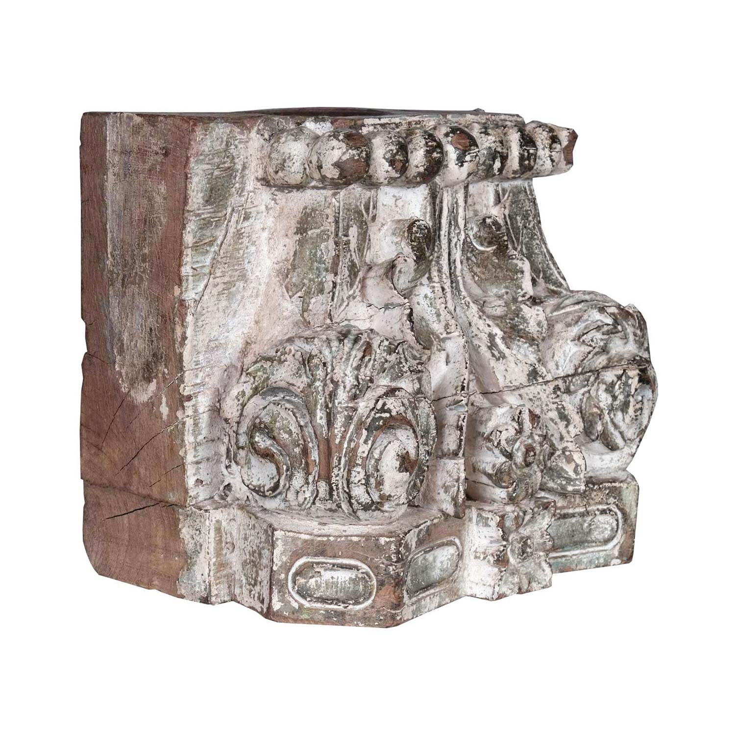 Antique Wooden Column Base Repurposed Candle Stand | Distressed White ...