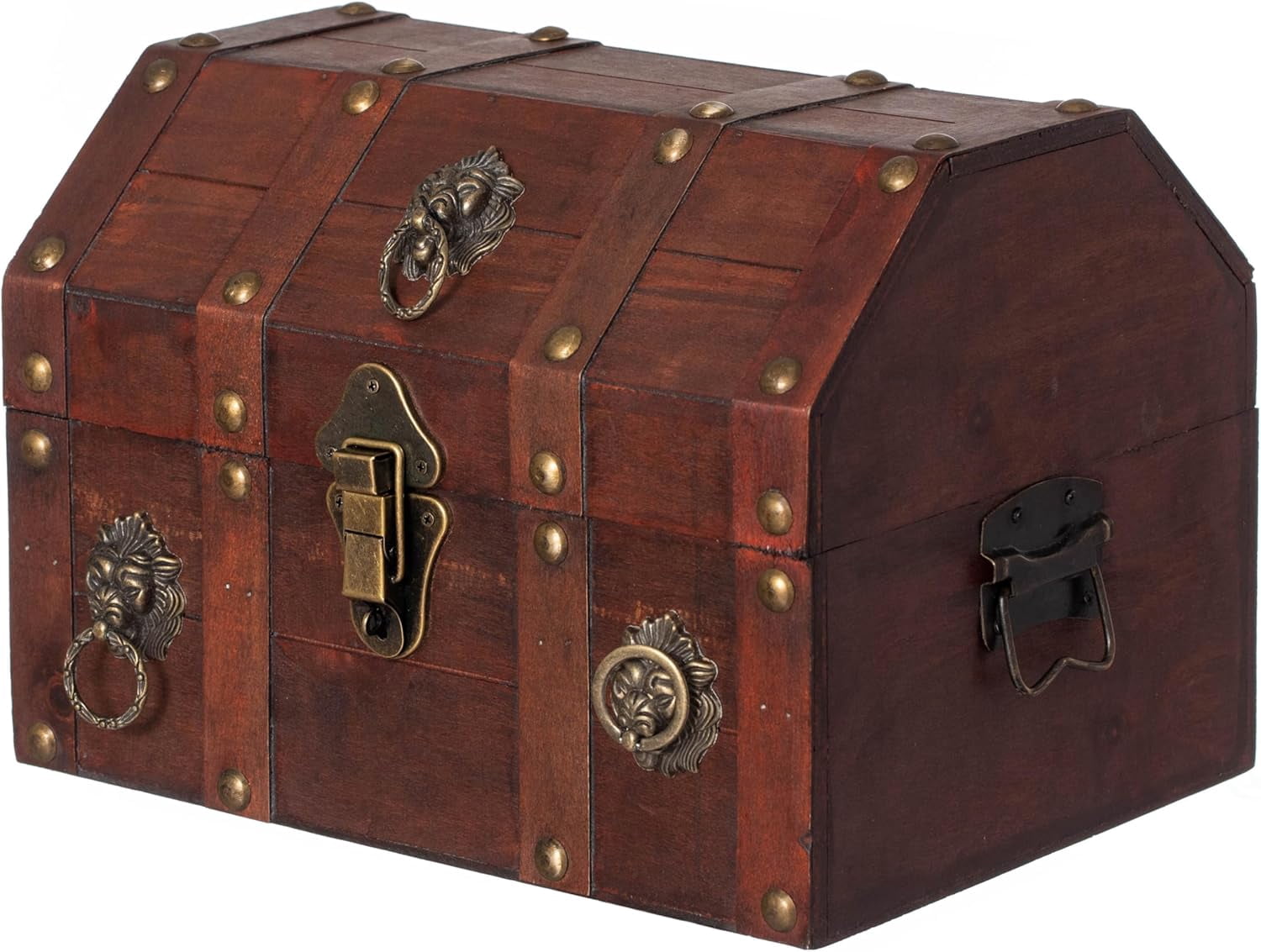 Antique Wooden Pirate Chest with Lion Rings - Walmart.com