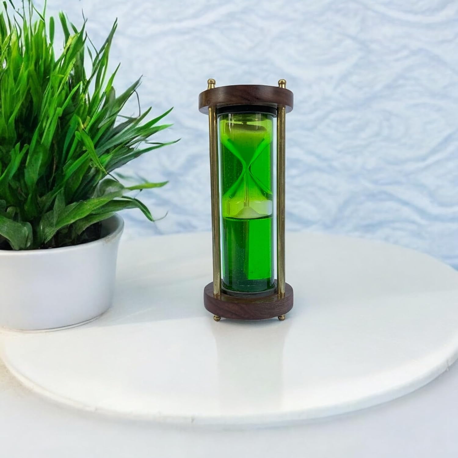 Antique Wooden and Brass Liquid Sand Timer Green - Walmart.com