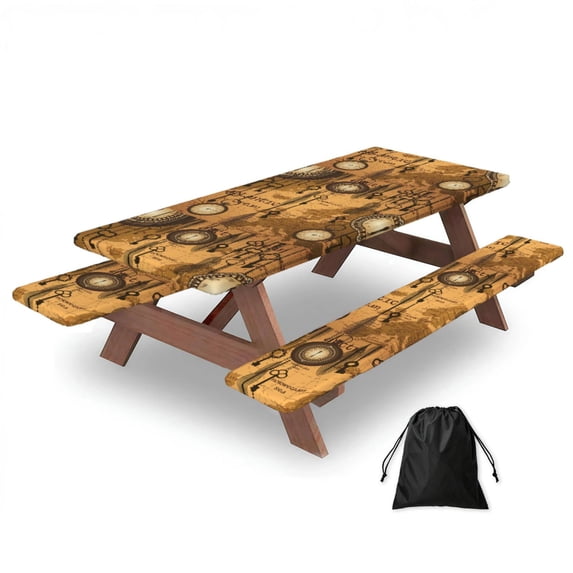 Antique World Map Clocks Old 3-Piece Fitted Picnic Table and Bench ...