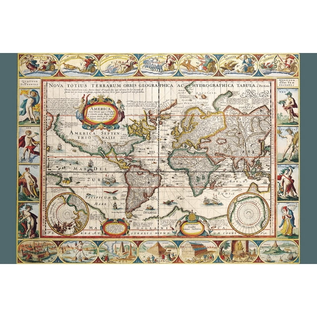 Antique World Map Discovery of America 1492 Latin Text Orbis ...