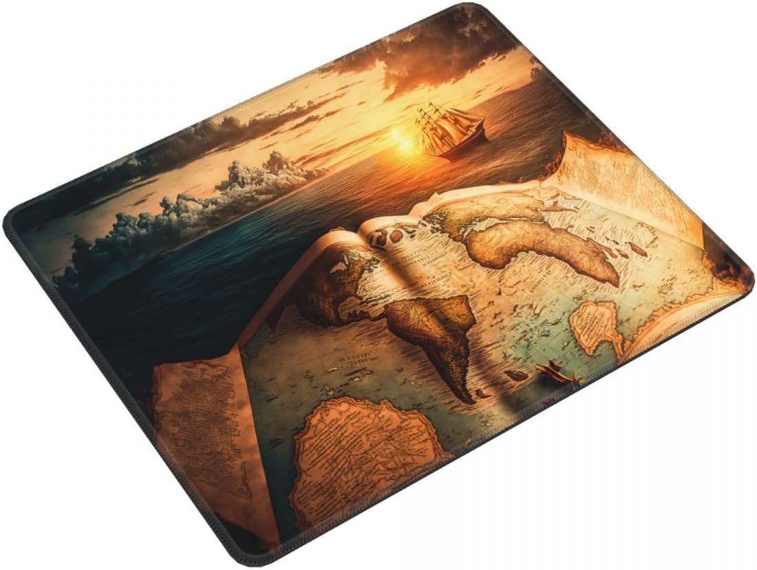 Antique World Map Mouse Pad,Cusetom Small Mousepad with Designs,Non ...