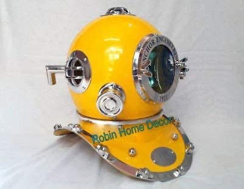 Antique Yellow Diving Helmet US Navy Anchor Engineering Divers Helmet ...