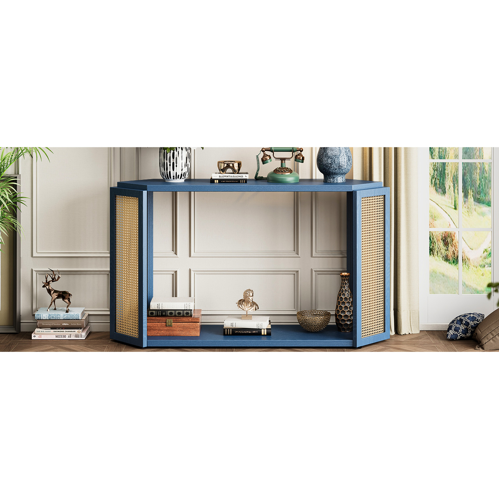 Antique blue console with natural texture - Enhance the aesthetic of ...