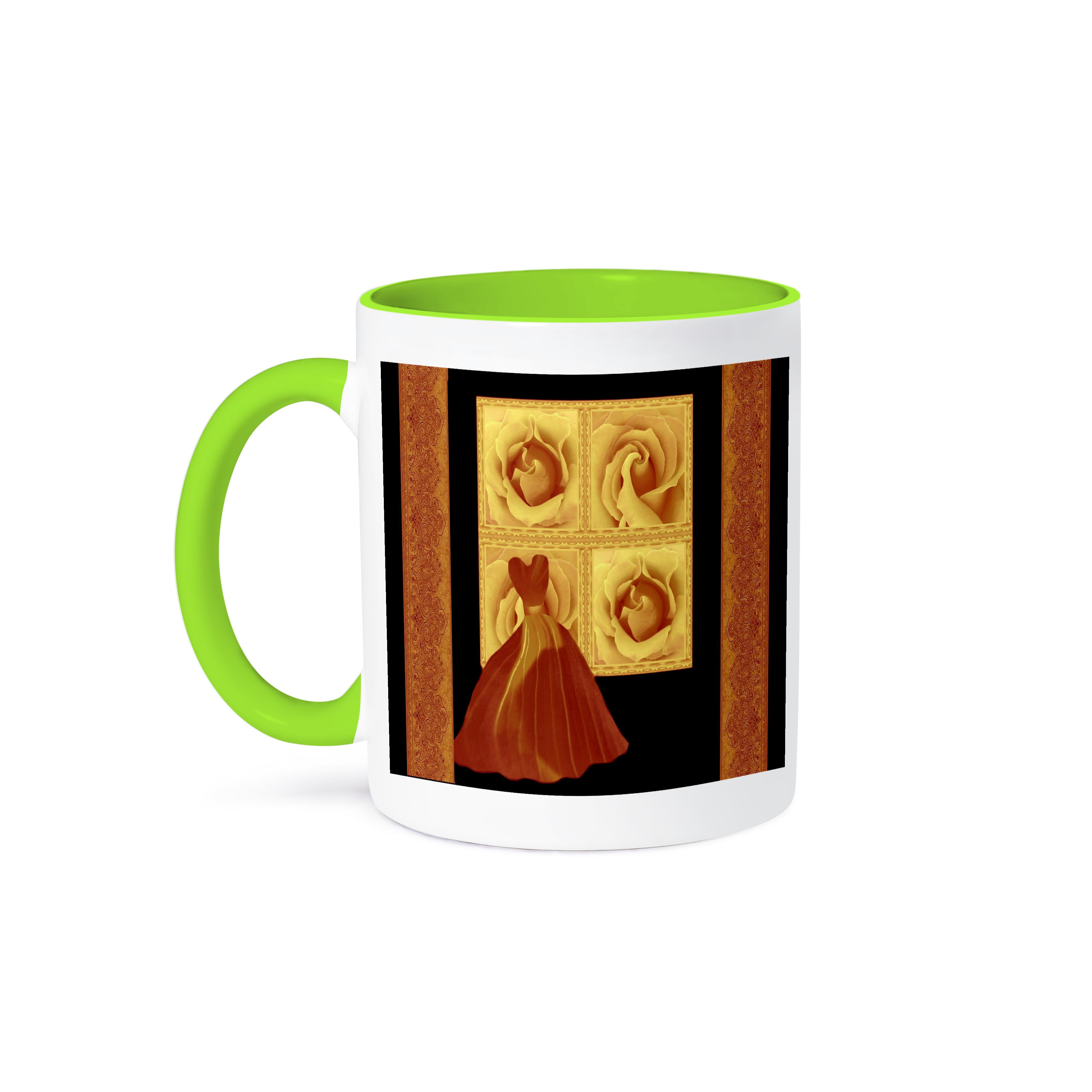 3dRose, Antique gold design with elegant gown roses and damask ribbons ...