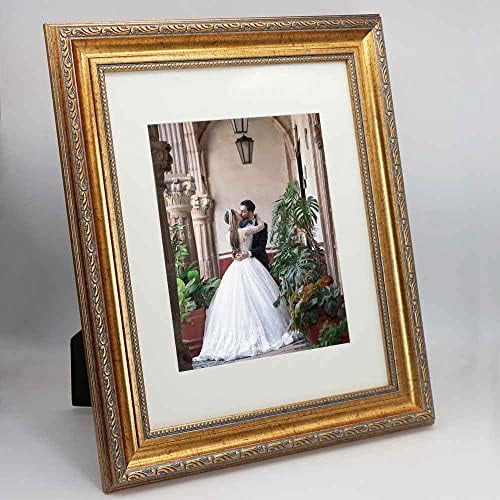 Antique gold photo frames 11x14 Mat 8x10-HD Glass Black Velvet Back ...