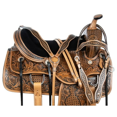 Western Tack Leather Horse Saddle - Walmart.com