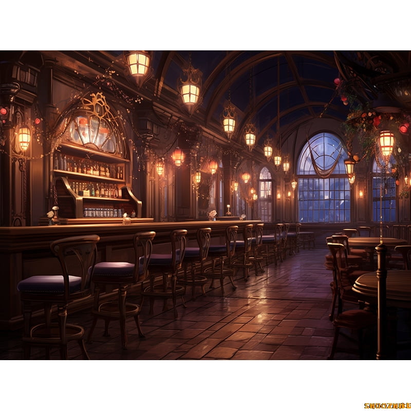 Antique library Old Tavern Barista Coffee Shop Bar Photography Backdrop ...