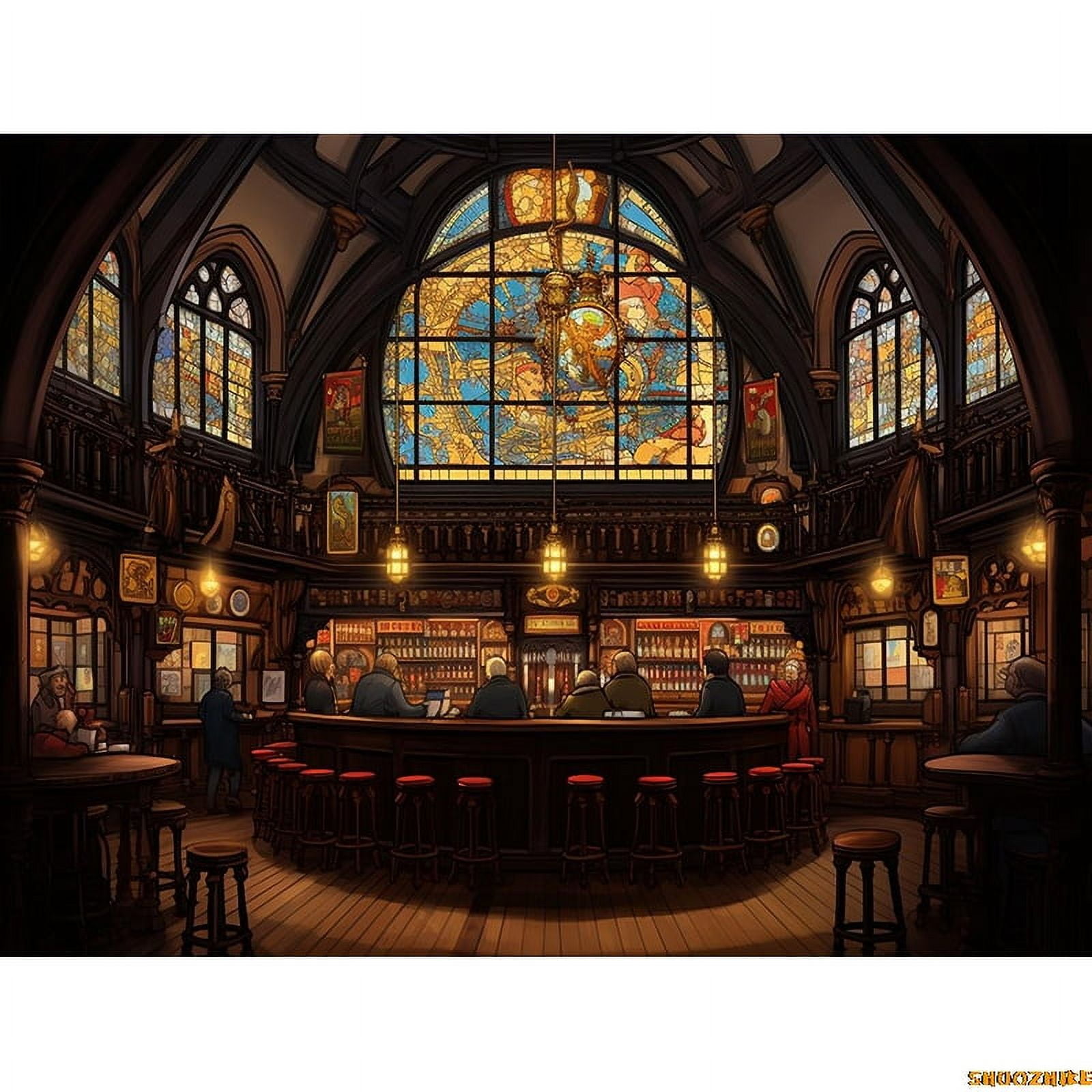 Antique library Old Tavern Barista Coffee Shop Bar Photography Backdrop ...