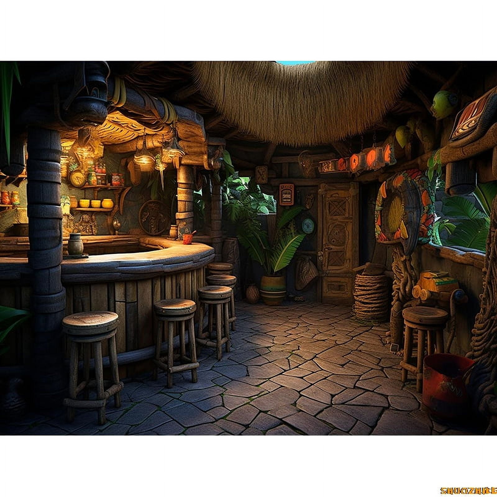 Antique library Old Tavern Barista Coffee Shop Bar Photography Backdrop ...