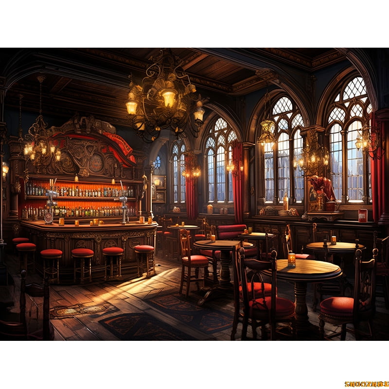 Antique library Old Tavern Barista Coffee Shop Bar Photography Backdrop ...