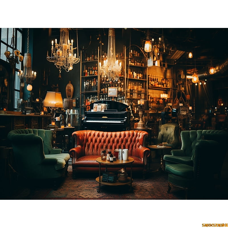 Antique library Old Tavern Barista Coffee Shop Bar Photography Backdrop ...