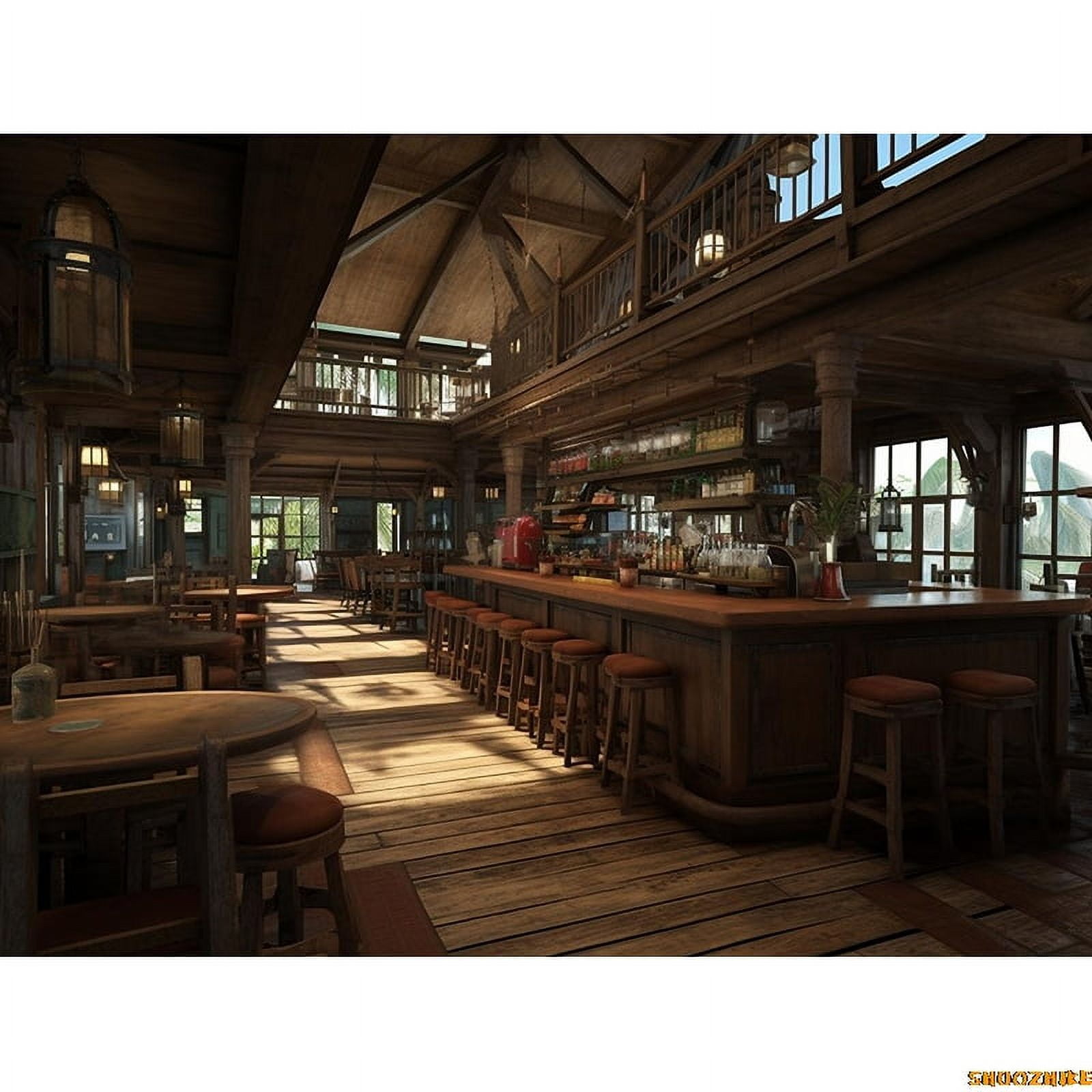 Antique library Old Tavern Barista Coffee Shop Bar Photography Backdrop ...