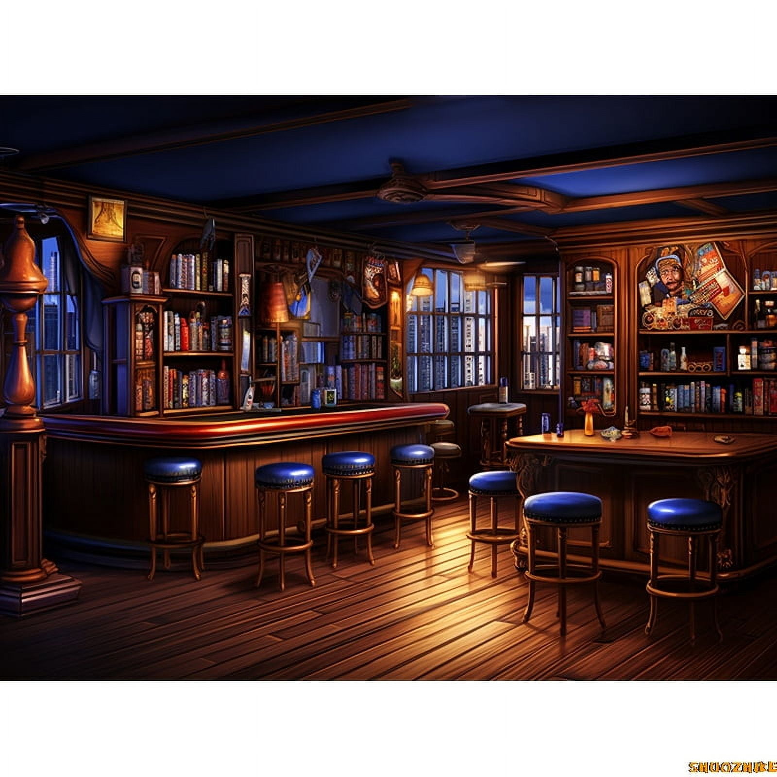 Antique library Old Tavern Barista Coffee Shop Bar Photography Backdrop ...