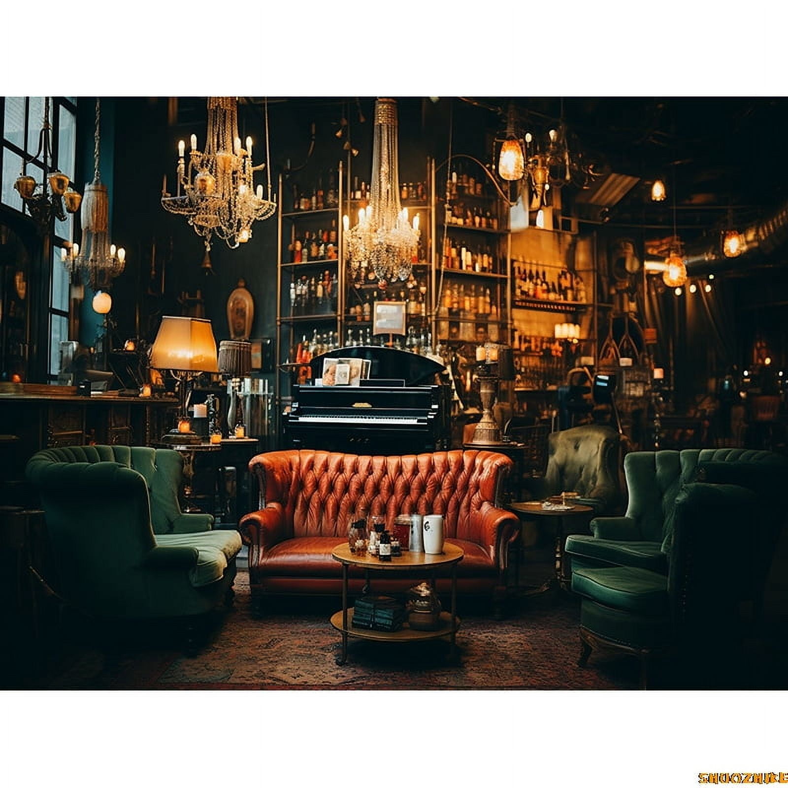 Antique library Old Tavern Barista Coffee Shop Bar Photography Backdrop ...
