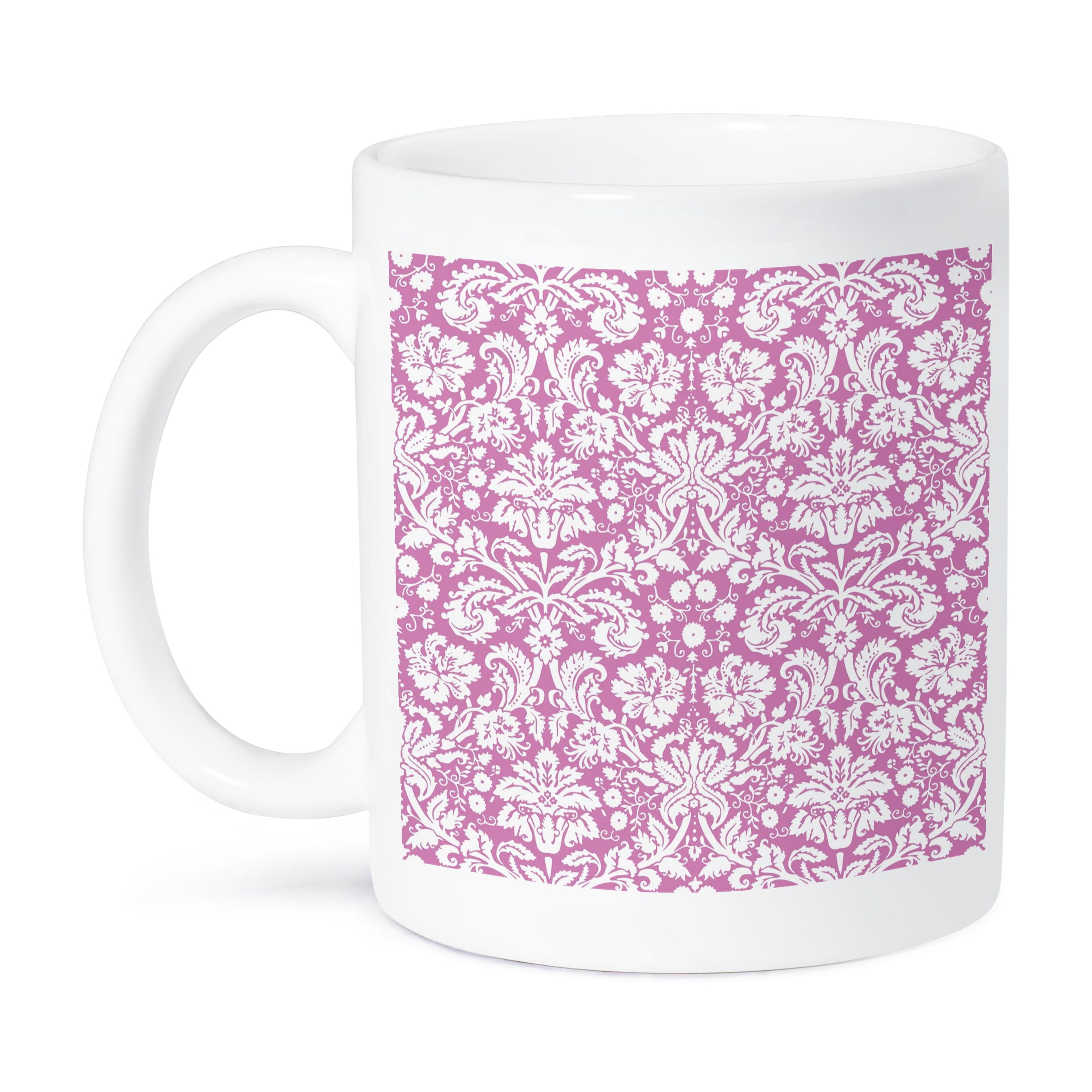 3dRose, Antique rose pink and white damask pattern - Victorian fancy ...