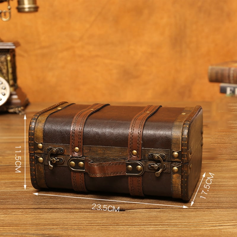 Antique style Wooden Storage Box Medieval Suitcase Treasure Chest ...