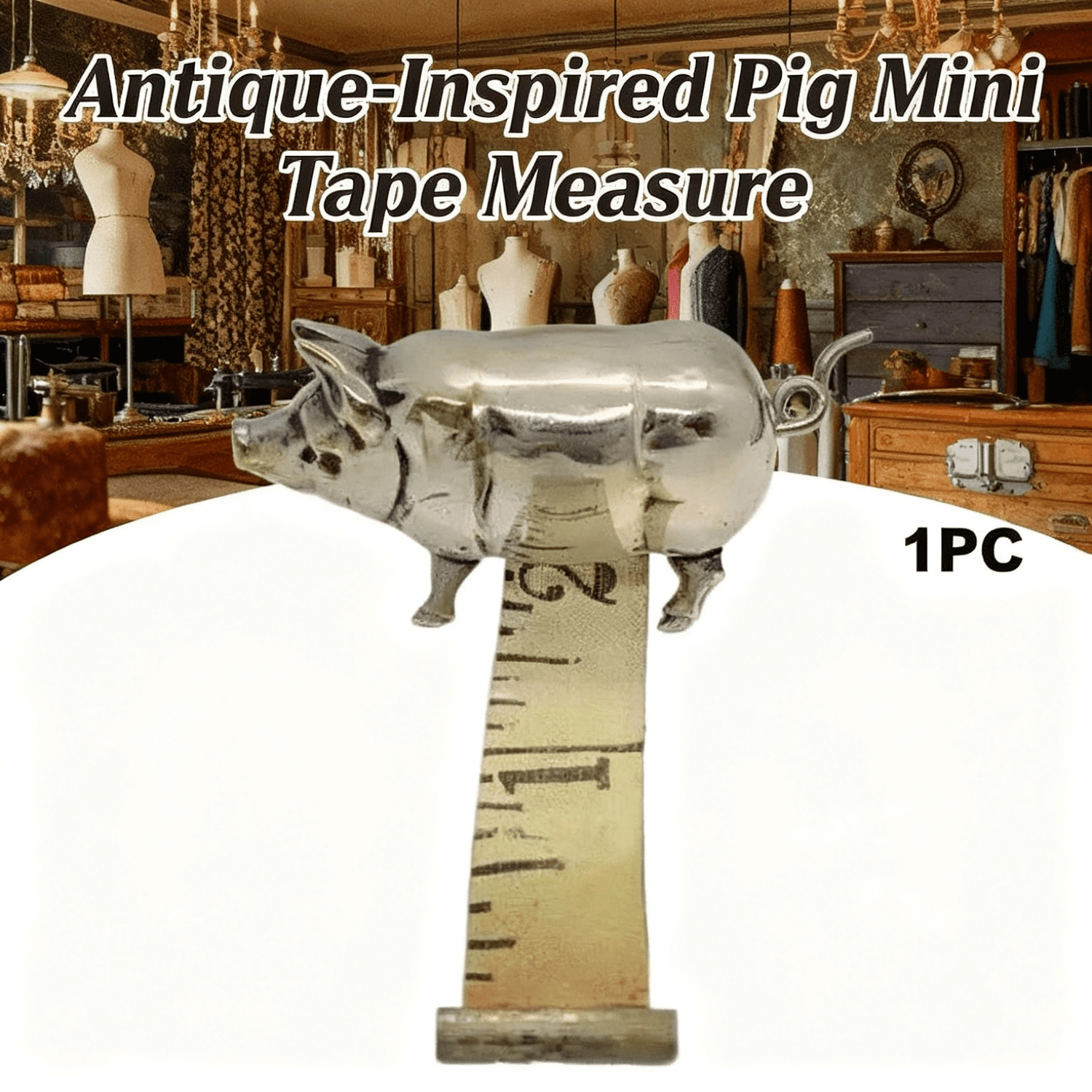 AntiqueInspired Pig Mini Tape Measure Cute Retractable Pig Tape Measure ...