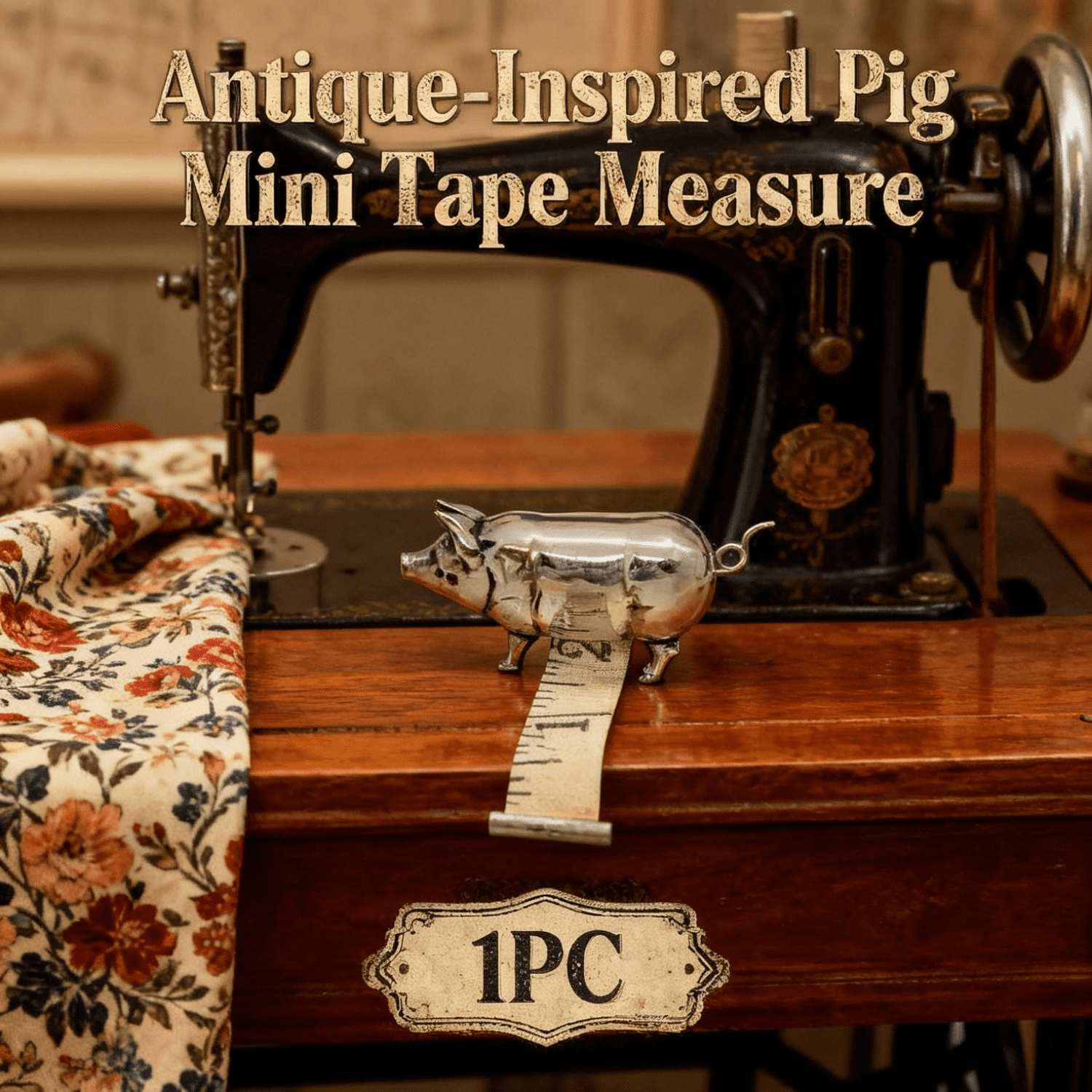 AntiqueInspired Pig Mini Tape Measure,Small Pig Pocket Ruler Tool with ...